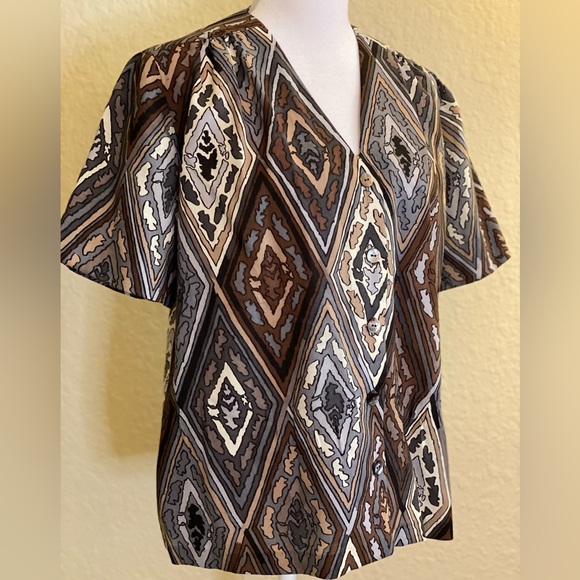 Tailor-made | Tops | Jaeger Print Tailormade Blouse Womens Geo Print In ...